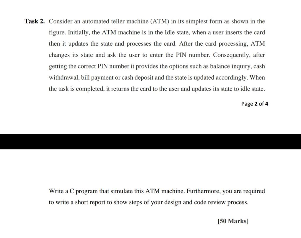 Solved Task 2. Consider an automated teller machine (ATM) in | Chegg.com