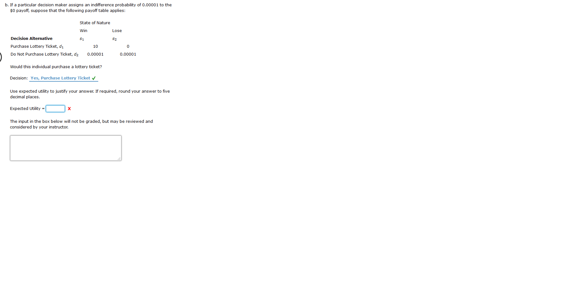Solved b. If a particular decision maker assigns an | Chegg.com