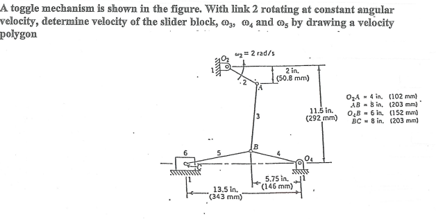 Solved A toggle mechanism is shown in the figure. With link | Chegg.com