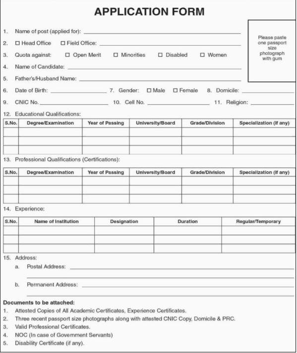 Solved APPLICATION FORM 1. Name of post (applied for); | Chegg.com