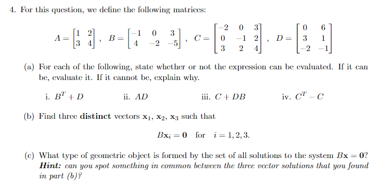 Solved 4. For this question, we define the following | Chegg.com
