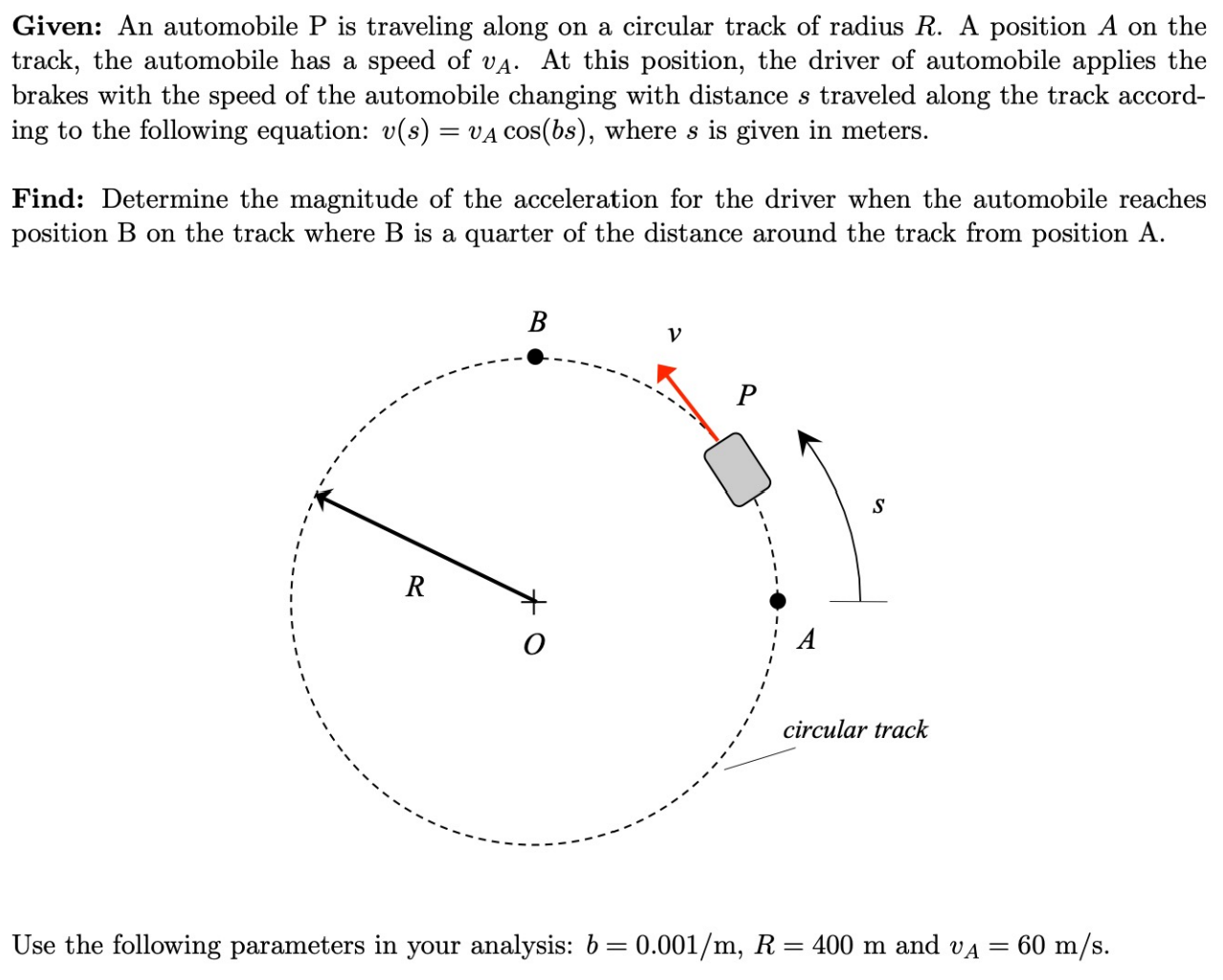 Solved Given: An automobile P is traveling along on a | Chegg.com
