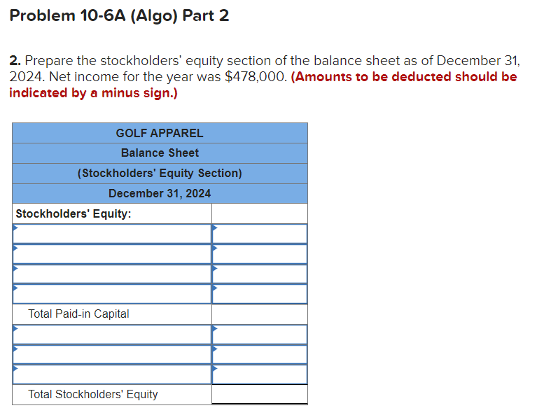Solved Problem 10-6A (Algo) Record equity transactions and | Chegg.com