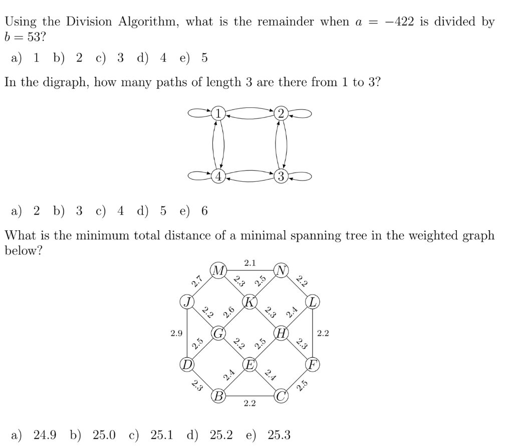 Solved Using the Division Algorithm, what is the remainder | Chegg.com