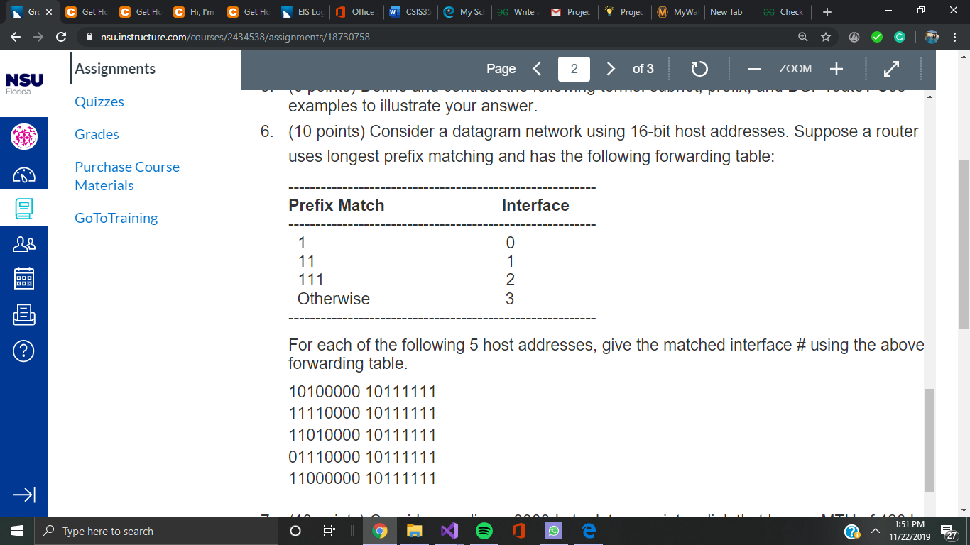 6. (10 points) Consider a datagram network using | Chegg.com