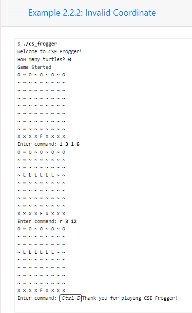 Solved using C program to make a CS Frogger game - trying | Chegg.com