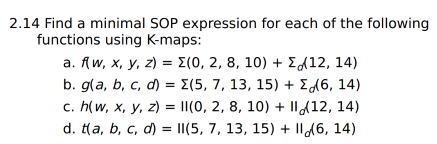 Solved 14 Find a minimal SOP expression for each of the | Chegg.com