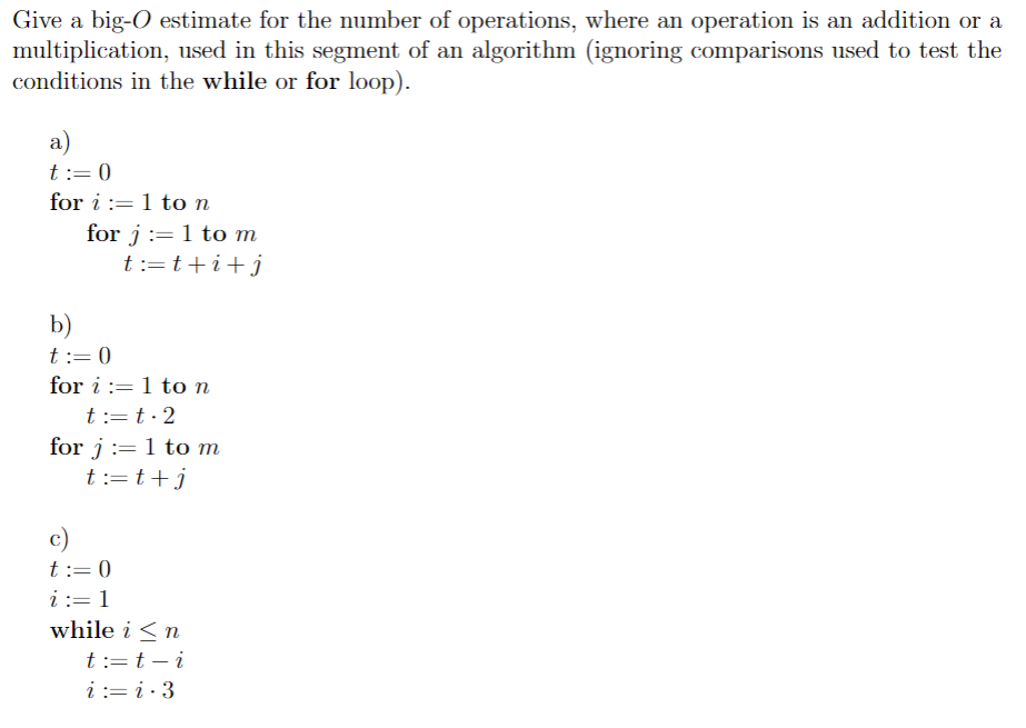 Solved Give a big-O estimate for the number of operations, | Chegg.com