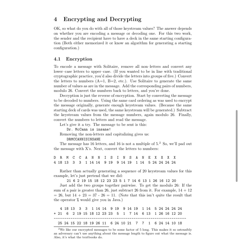 Solitaire Encryption Lester McCann Editted Lightly by | Chegg.com