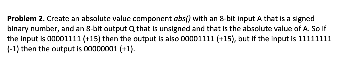 Problem 2. Create an absolute value component abs() | Chegg.com