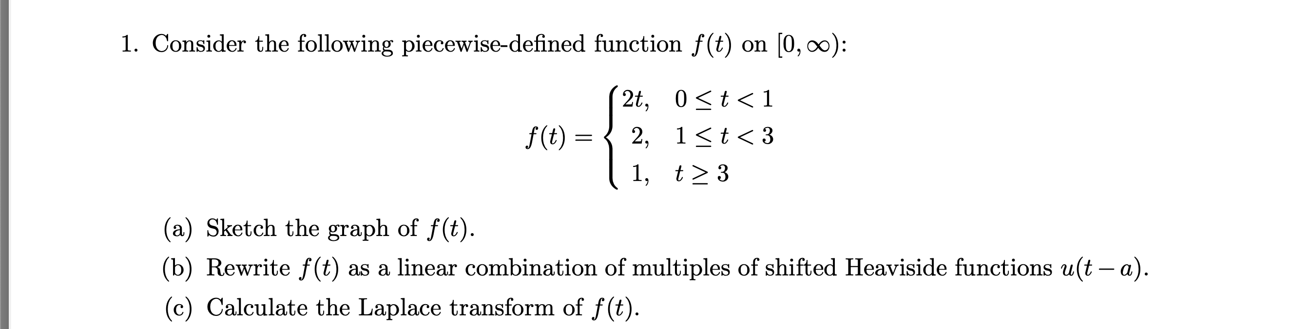 Solved 1. Consider the following piecewise-defined function | Chegg.com