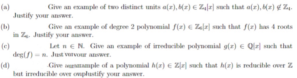 Solved (a) Give an example of two distinct units | Chegg.com
