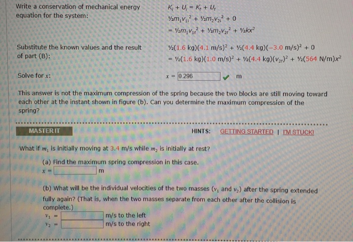 Solved A Two-Body Collision with a Spring A block of mass m | Chegg.com
