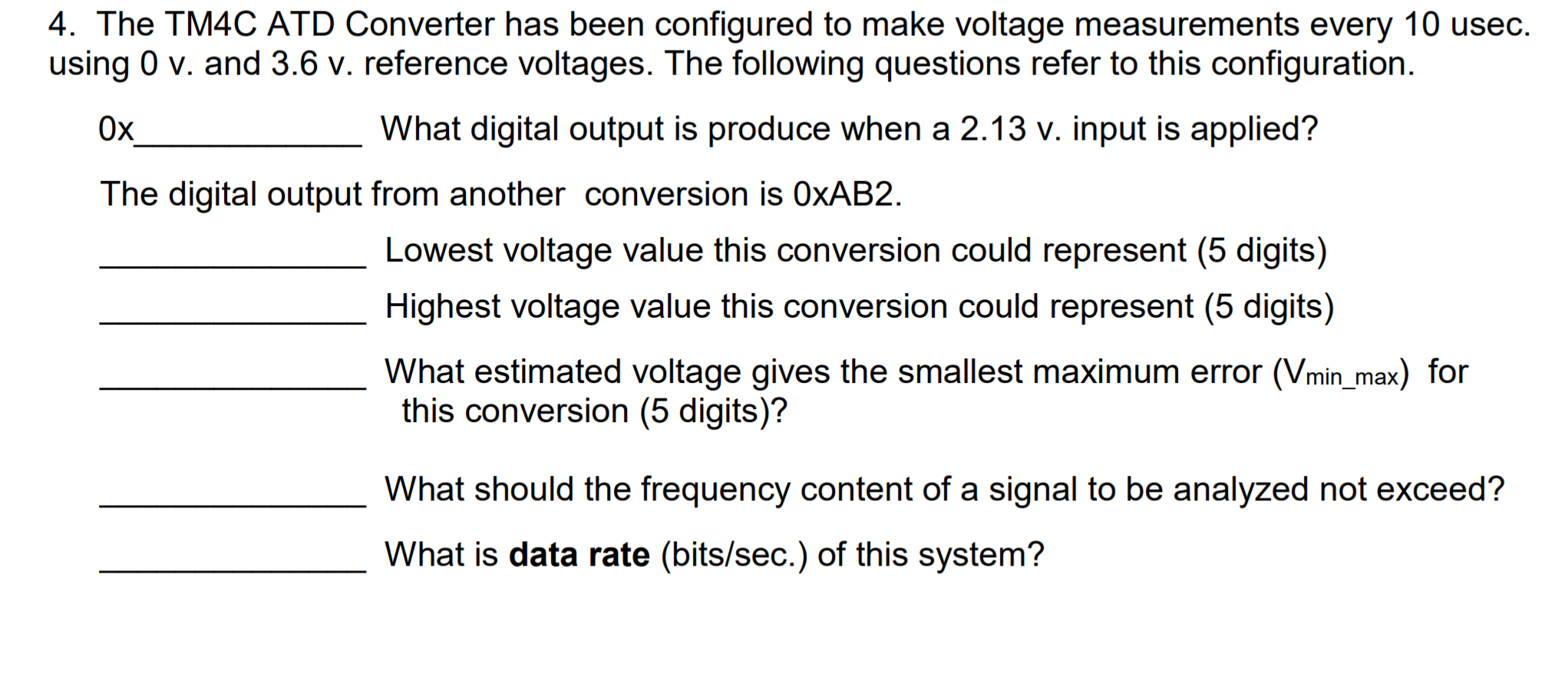 4. The TM4C ATD Converter has been configured to make | Chegg.com