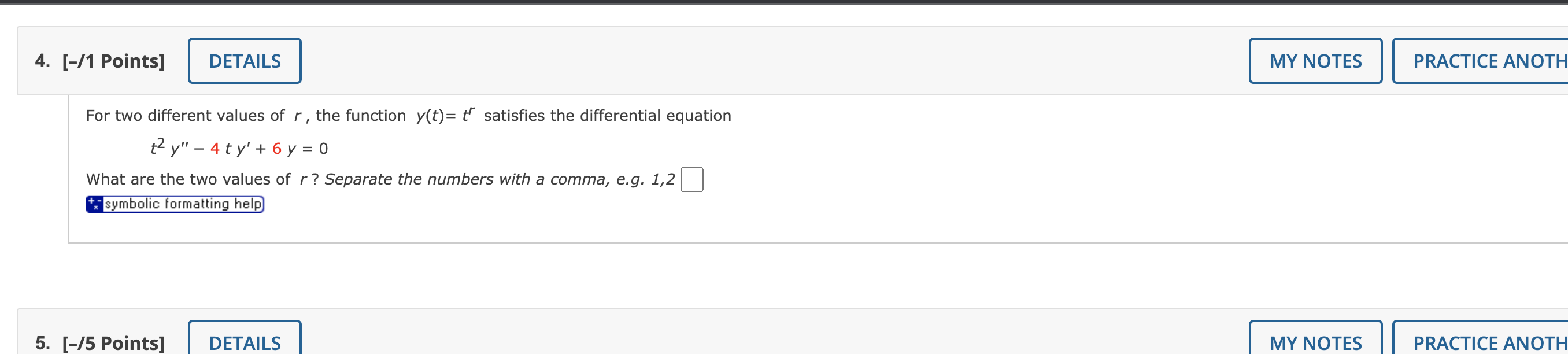 Solved For two different values of r, the function y(t)=tr | Chegg.com