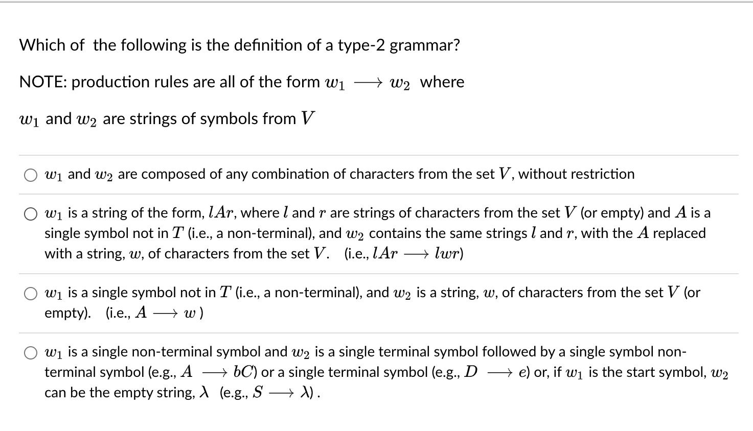 Solved Which of the following is the definition of a type-2 | Chegg.com