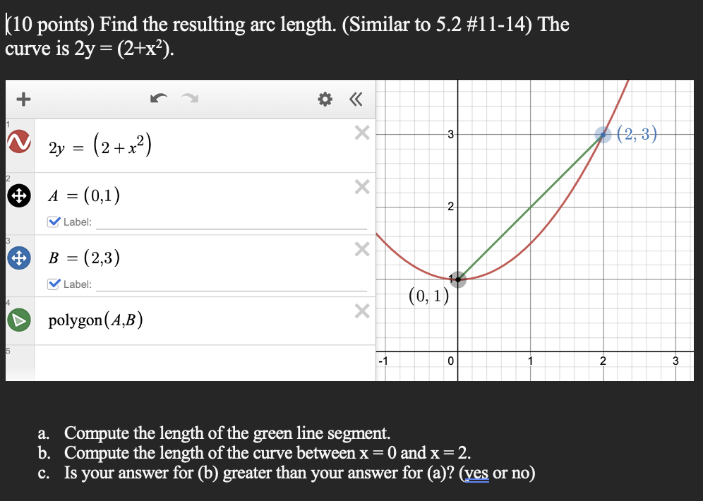 Solved (10 points) Find the resulting arc length. (Similar | Chegg.com