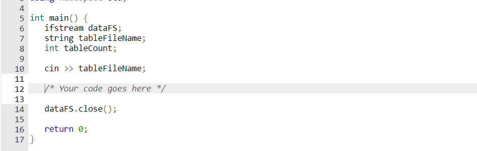 Solved String tableFileName is read from input. Open | Chegg.com