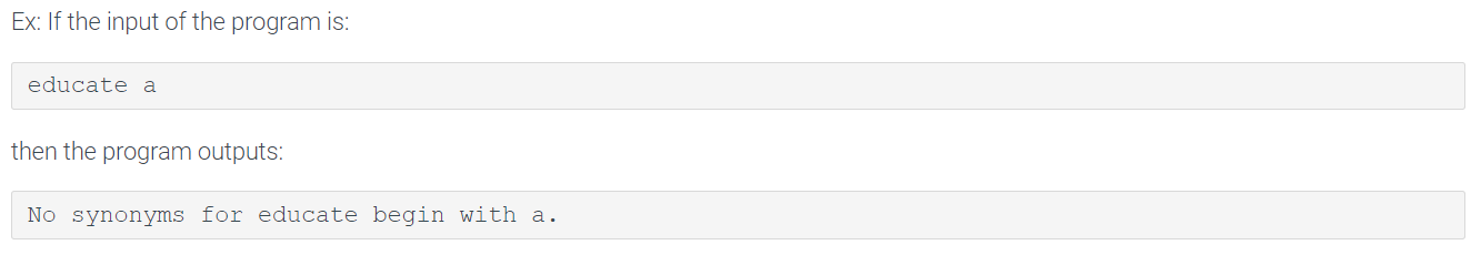 Solved Given a set of text files containing synonyms for | Chegg.com