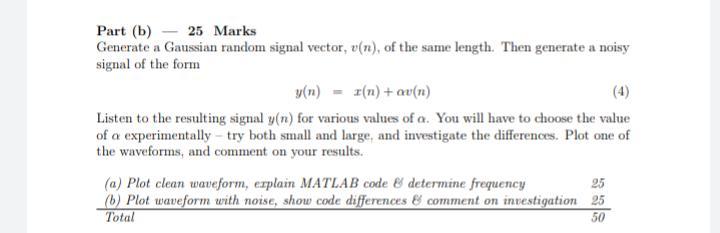 Solved Only Needed Part B Dont Use Matlab Toolbox Function 