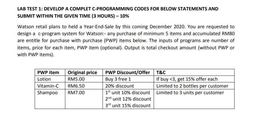 Solved LAB TEST 1: DEVELOP A COMPLET C-PROGRAMMING CODES FOR | Chegg.com