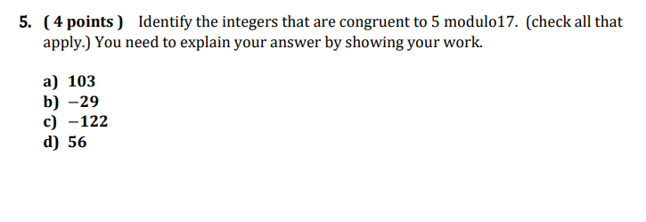 Solved 5. (4 points) Identify the integers that are | Chegg.com