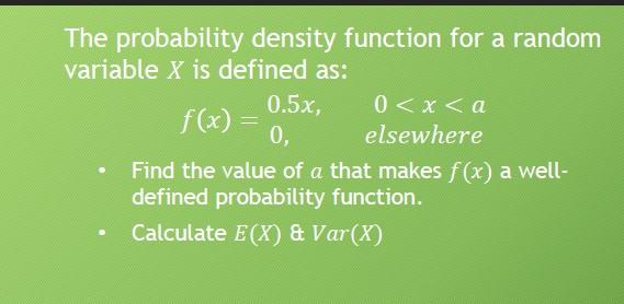 Solved The probability density function for a random | Chegg.com
