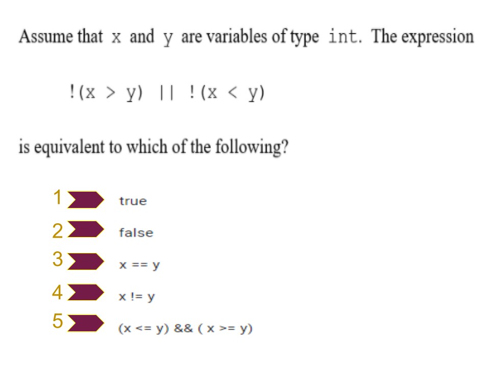 Solved Assume that x and y are variables of type int. The | Chegg.com