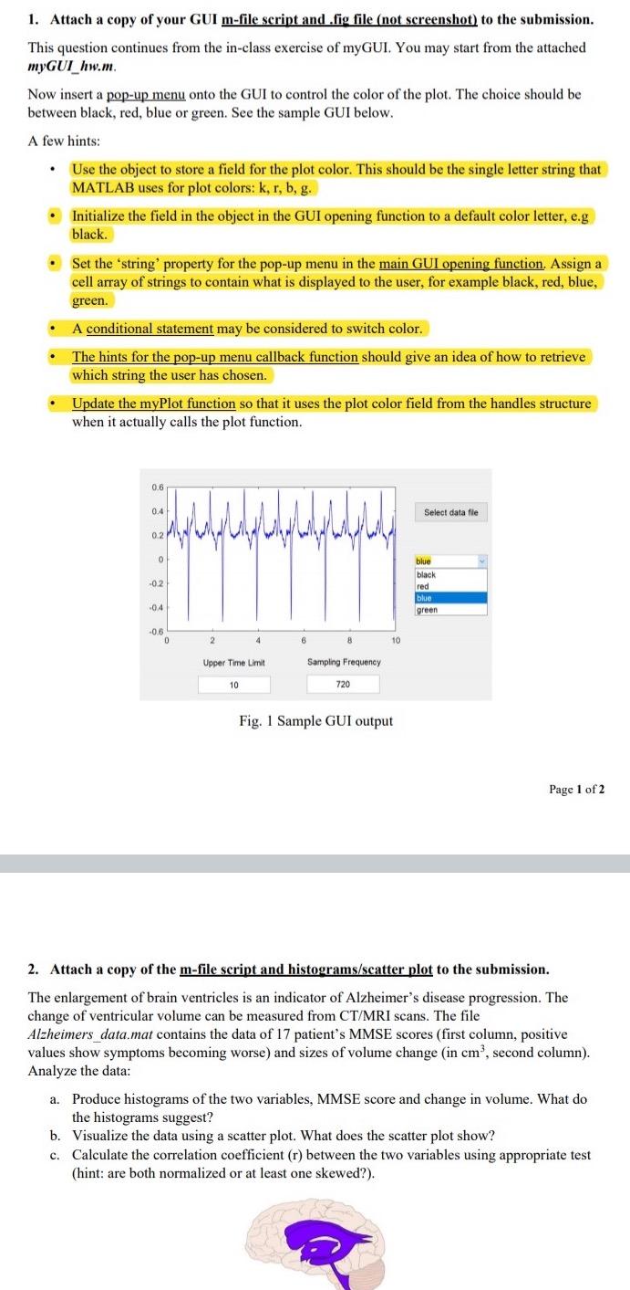 Solved 1. Attach a copy of your GUI m-file script and .fig | Chegg.com