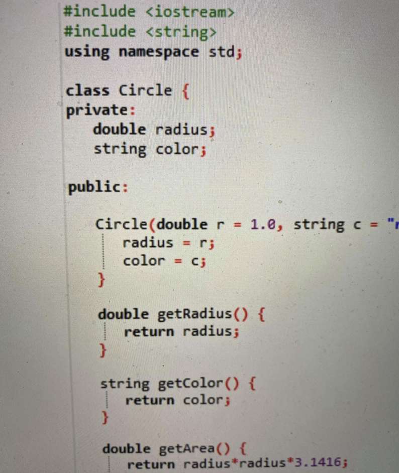 Solved #include #include using namespace std; class Circle | Chegg.com