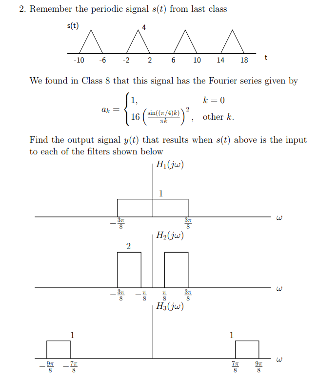 Solved Find the output signal y(t) that results when s(t) | Chegg.com