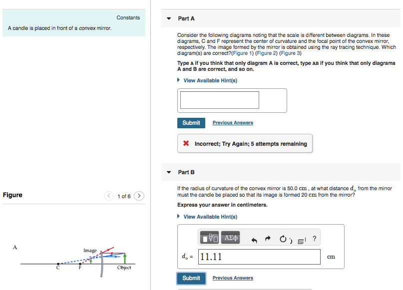 Solved Part A A candle is placed in front of a convex mirror | Chegg.com