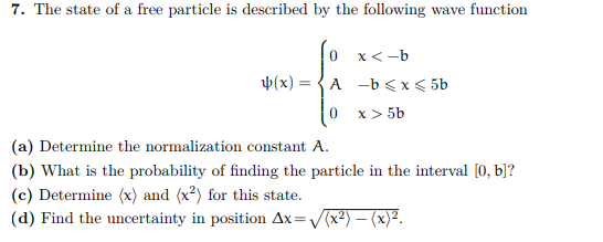 Solved 7. The state of a free particle is described by the | Chegg.com