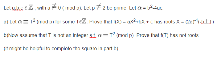 Solved Let a,bc∈Z, with a ≡(modp). Let p =2 be prime. Let | Chegg.com