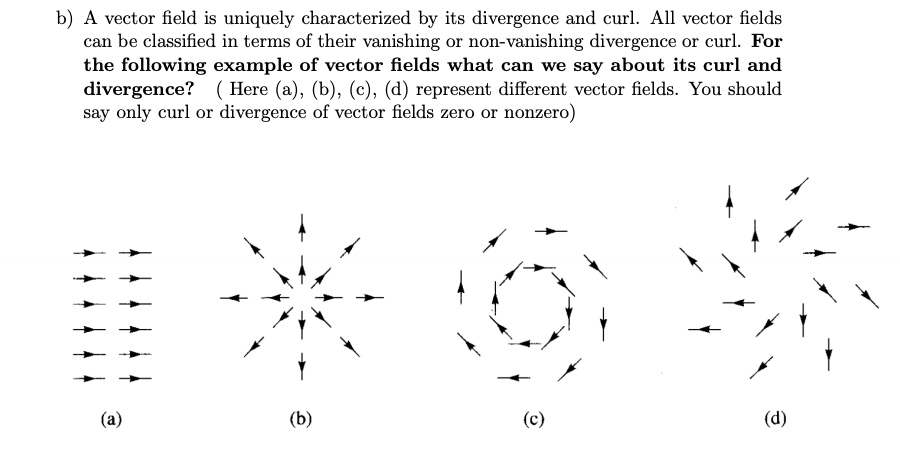 Solved b) A vector field is uniquely characterized by its | Chegg.com Solved b) A vector field is uniquely characterized by its | Chegg.com