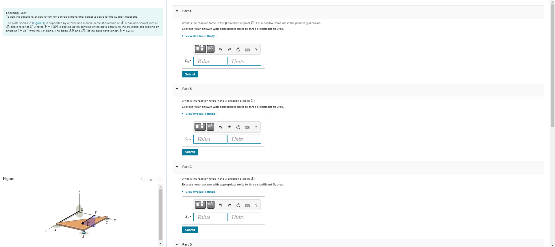Solved Learning Goal: To use the equations of equilibrium | Chegg.com