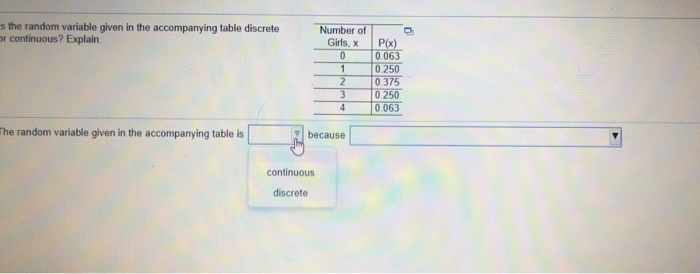 Solved s the random variable given in the accompanying table | Chegg.com