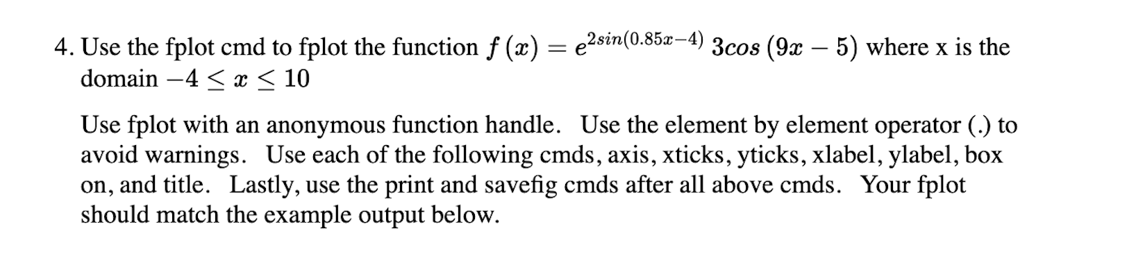 Solved 4 Use The Fplot Cmd To Fplot The Function 6517