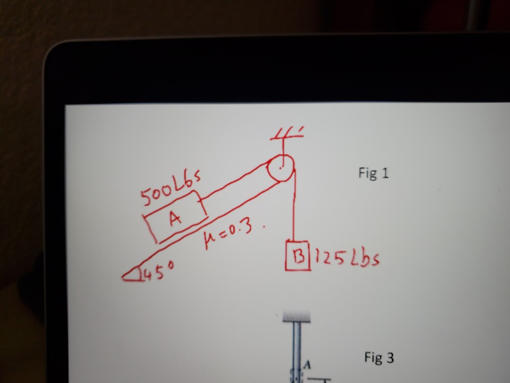 Solved A 125 Lb block is connected to a 500 Lb block through | Chegg.com