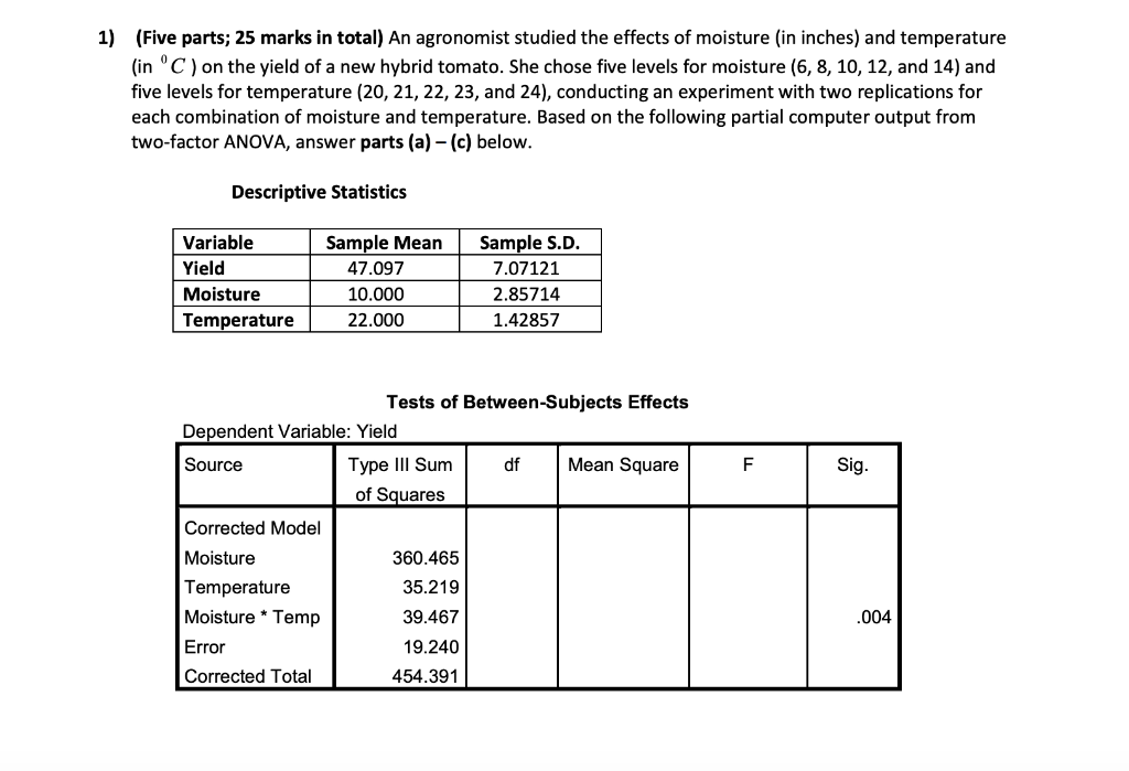 Solved (a) (6 marks) At the 5% significance level, perform | Chegg.com