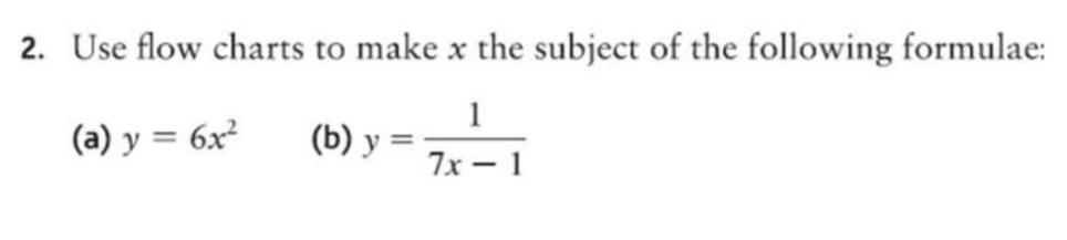 Solved 2. Use flow charts to make x the subject of the | Chegg.com