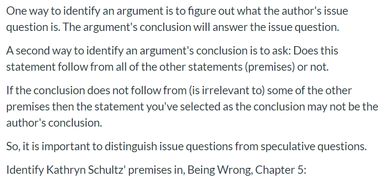 One way to identify an argument is to figure out what | Chegg.com
