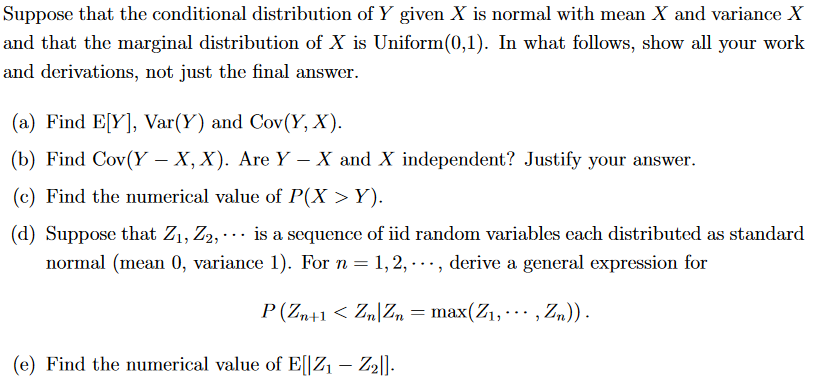 Solved Suppose that the conditional distribution of Y given | Chegg.com