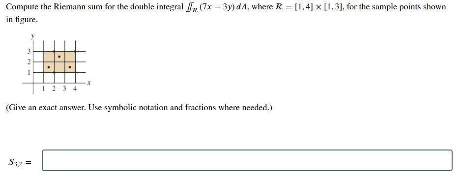 Solved Compute the Riemann sum for the double integral | Chegg.com