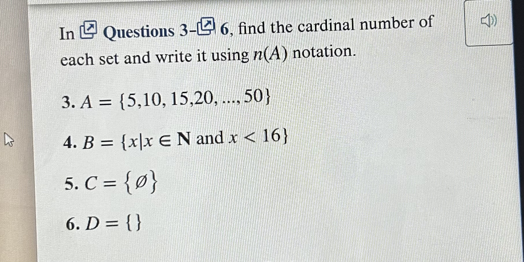 Solved In [্] Questions 3-[ 6 , find the cardinal number of | Chegg.com