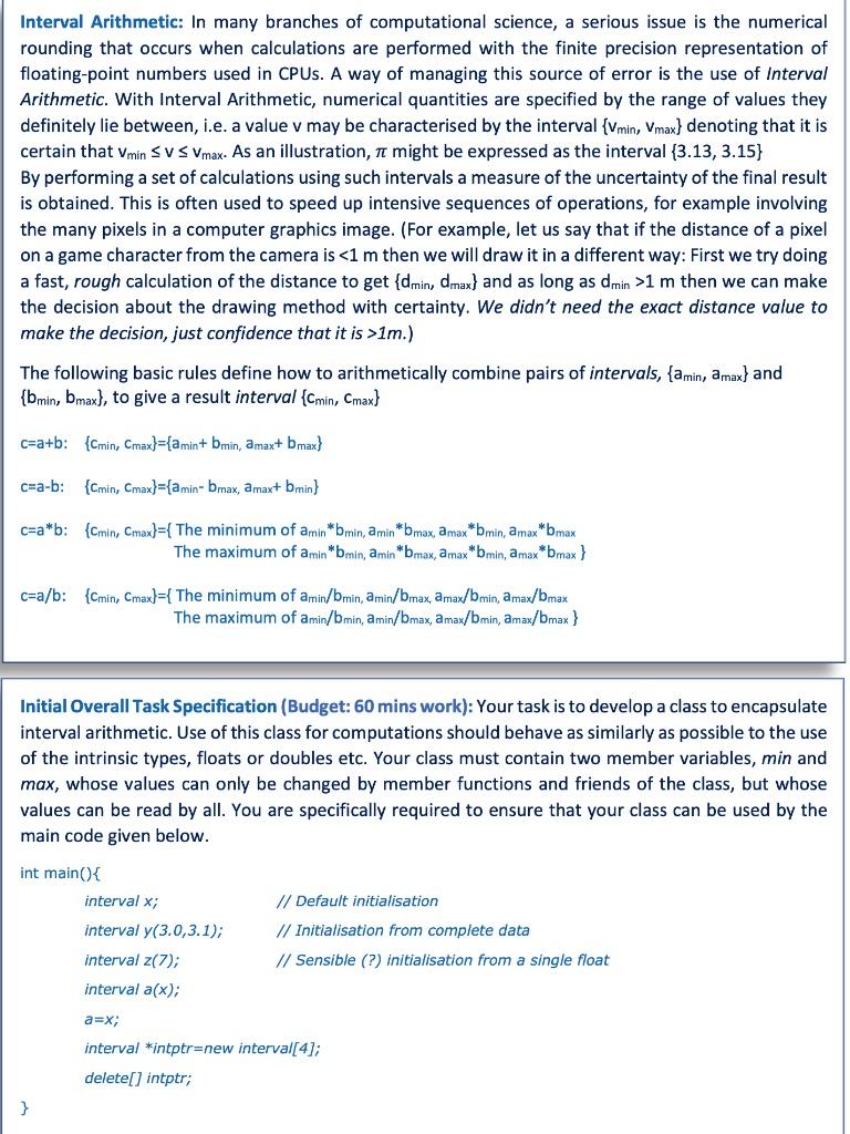 Solved Interval Arithmetic: In many branches of | Chegg.com