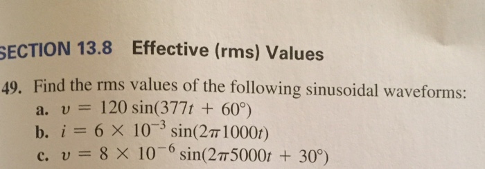 Solved Find the rms values of the following sinusoidal | Chegg.com