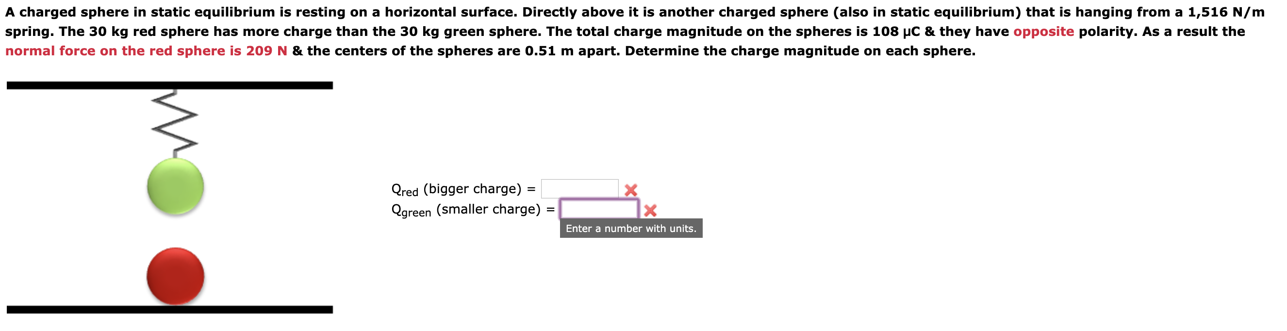 Solved A charged sphere in static equilibrium is resting on | Chegg.com