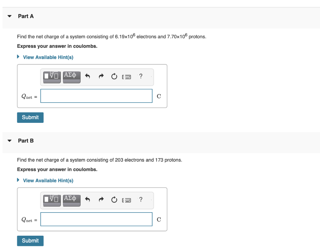 Solved Find the net charge of a system consisting of | Chegg.com