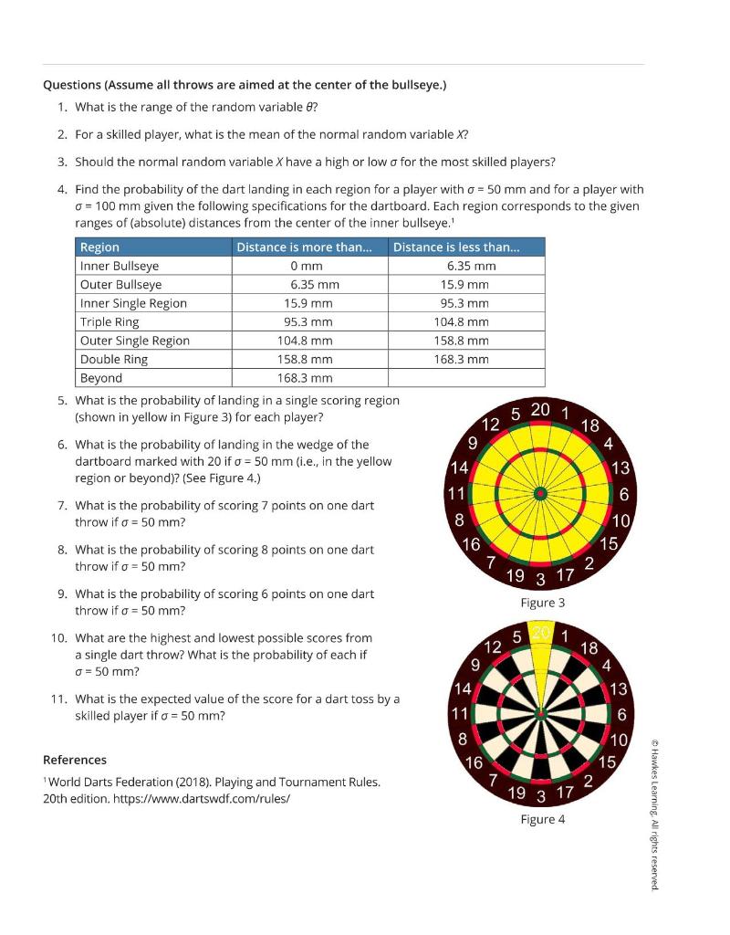 Chapter Project Darts and the Normal Distribution 5 | Chegg.com